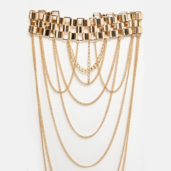 Missguided | Jewelry | Missguided Gold Statement Chain Choker Necklace ...